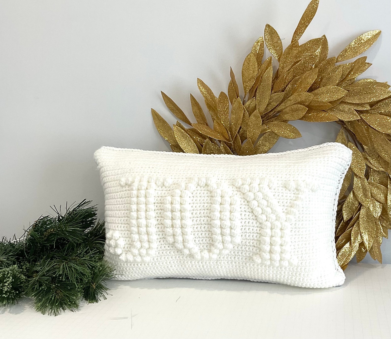 Christmas Crochet Pattern Pillow JOY Crochet Pillow Holiday - Etsy