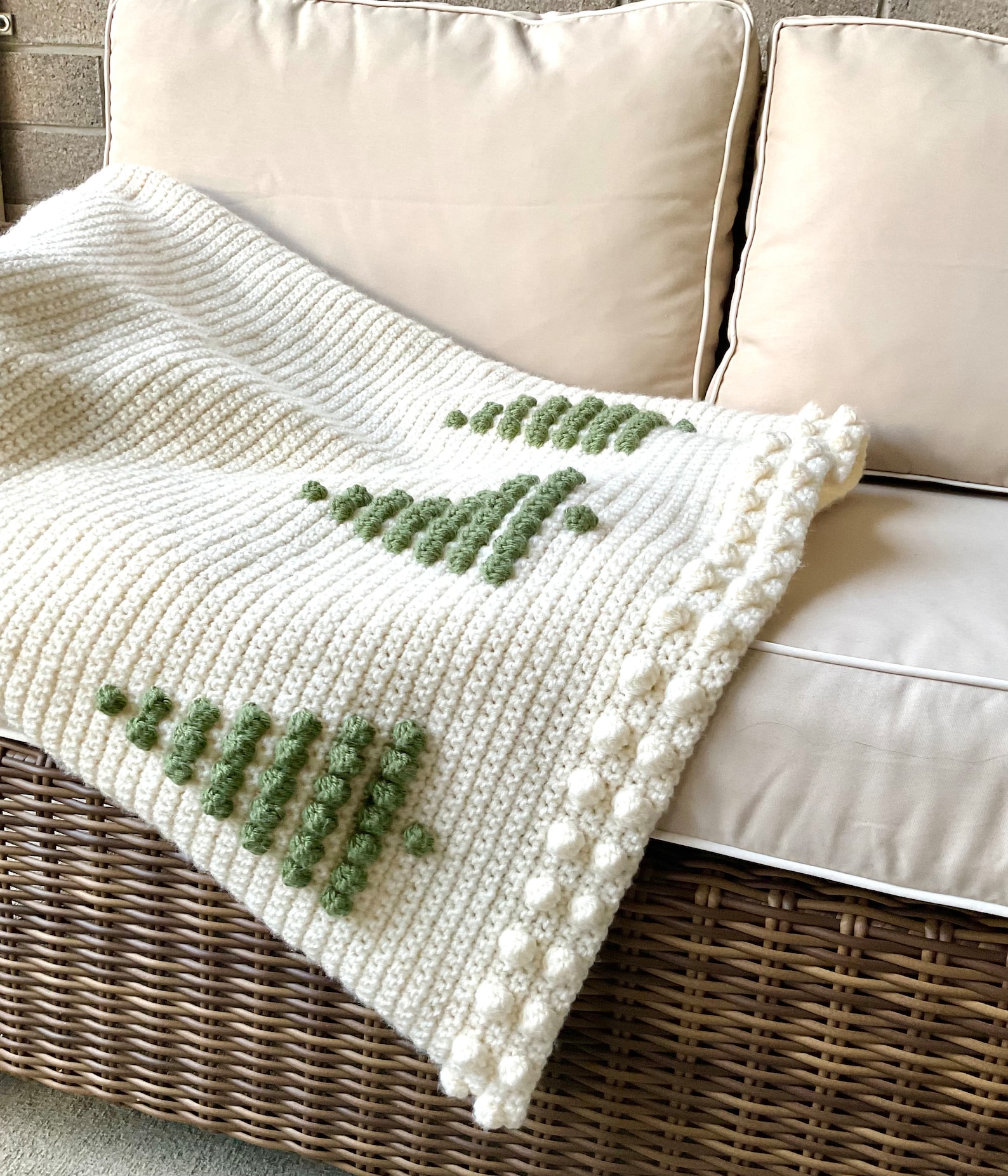 Crochet Pattern Blanket Christmas Pine Tree Crochet DIY Cottage Cabin ...