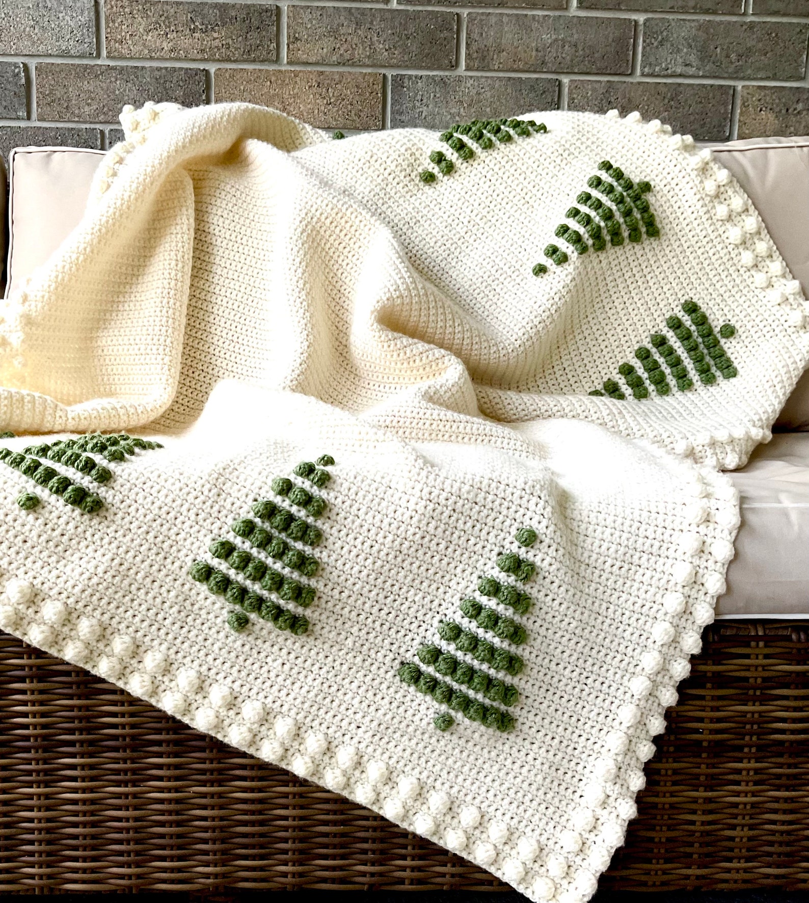 Crochet Pattern Blanket Christmas Pine Tree Crochet DIY Cottage Cabin ...