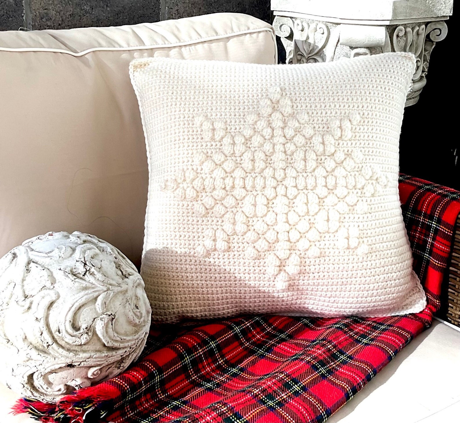 Christmas Crochet Pillow Pattern Snowflake Crochet Pillow DIY | Etsy