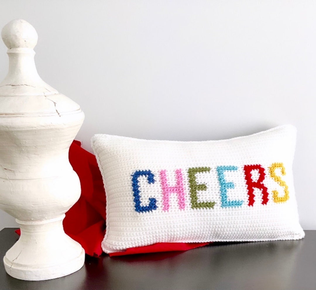 Crochet Pillow Pattern CHEERS Christmas Party Crochet Pillow DIY ...