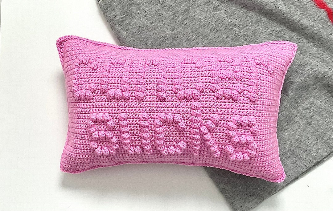 Crochet Pattern Crochet Pillow Pattern Cancer Sucks Word Pillow Cushion ...