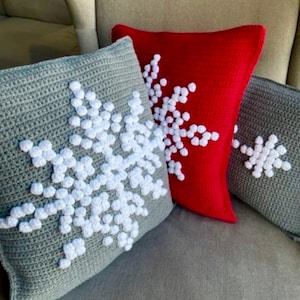 Christmas Crochet Pillow Pattern Snowflake Crochet Pillow DIY Farmhouse ...