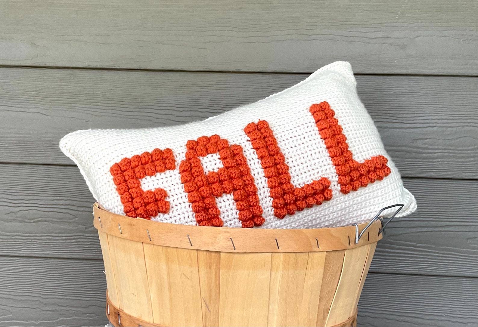 FALL Crochet Pillow Pattern Bobble Crochet Pillow Fall Word | Etsy