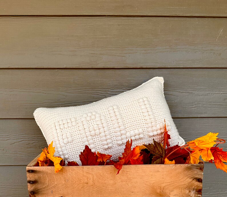 FALL Crochet Pillow Pattern Crochet Pillow Fall Word Halloween - Etsy