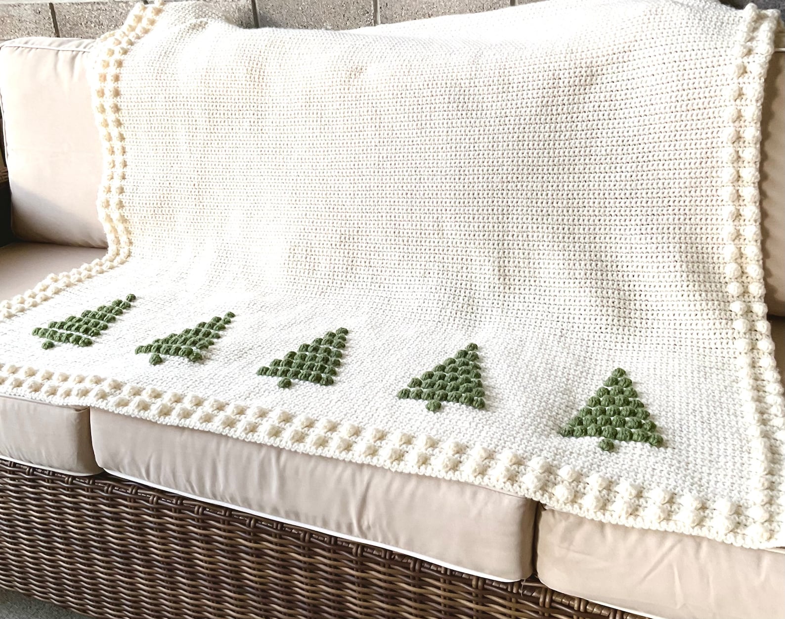 Crochet Pattern Blanket Christmas Pine Tree Crochet DIY Cottage Cabin ...