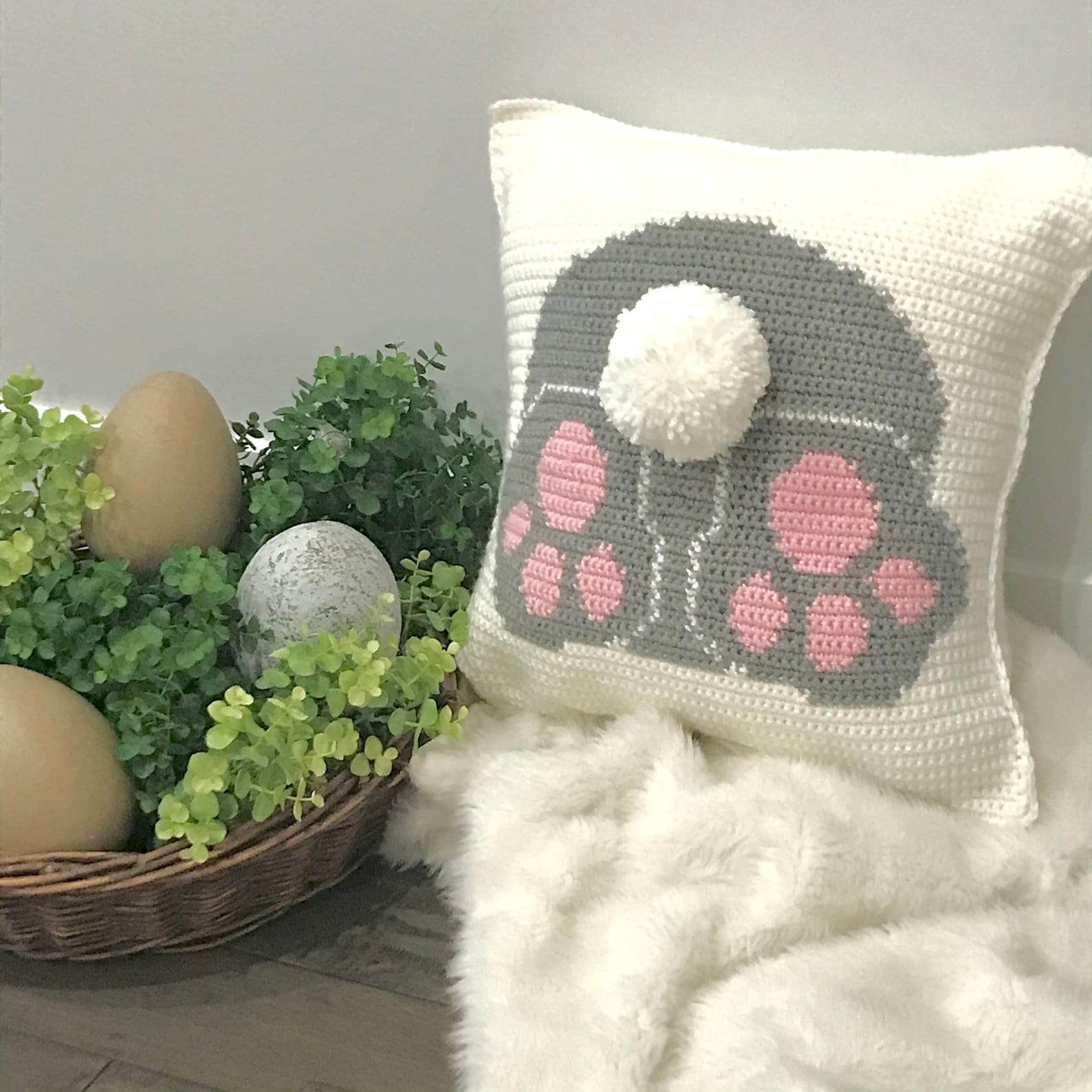 Crochet Pattern Bunny Pillow Crochet DIY Farmhouse Style Home Decor ...