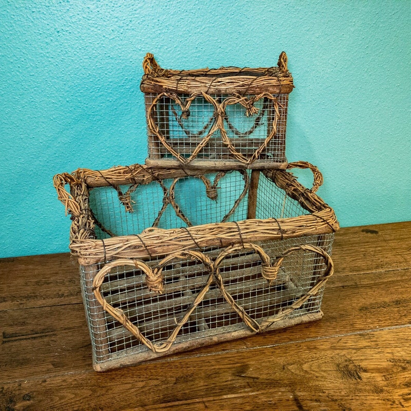 Woven Heart Basket - Etsy