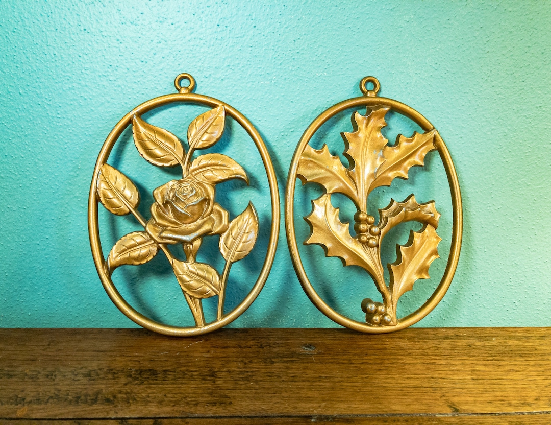 Vintage Sexton Metalcraft Inc. Gold Cast Metal MCM Botanical Wall Art ...