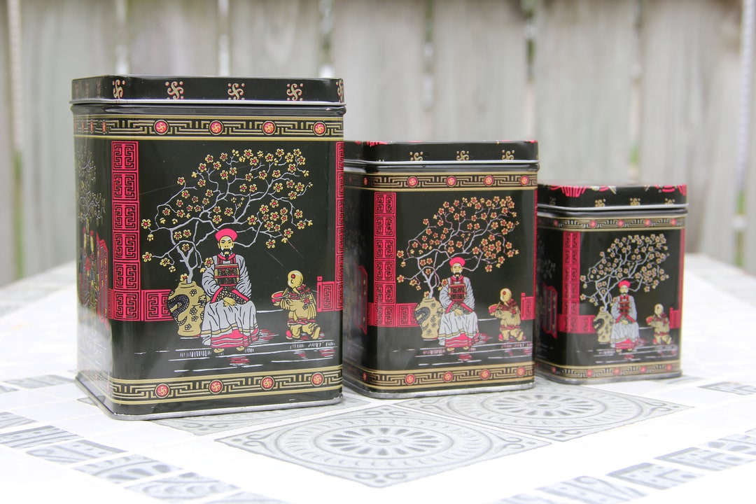 Vintage Asian Oriental Nested Metal Murchie's Tea Tins, Set of ...