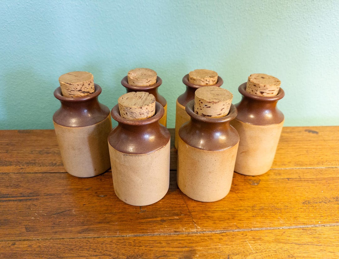 Vintage 1970s Japanese Beige and Brown Stoneware Spice Jars or ...