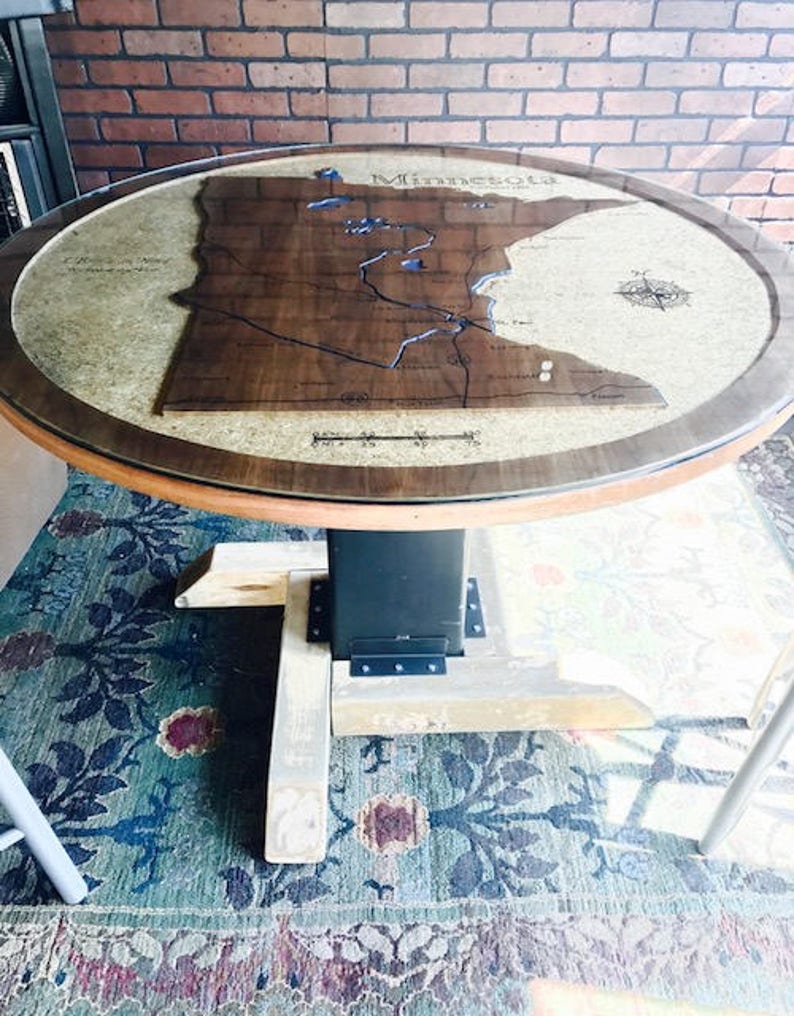 Engraved Map Table - Etsy