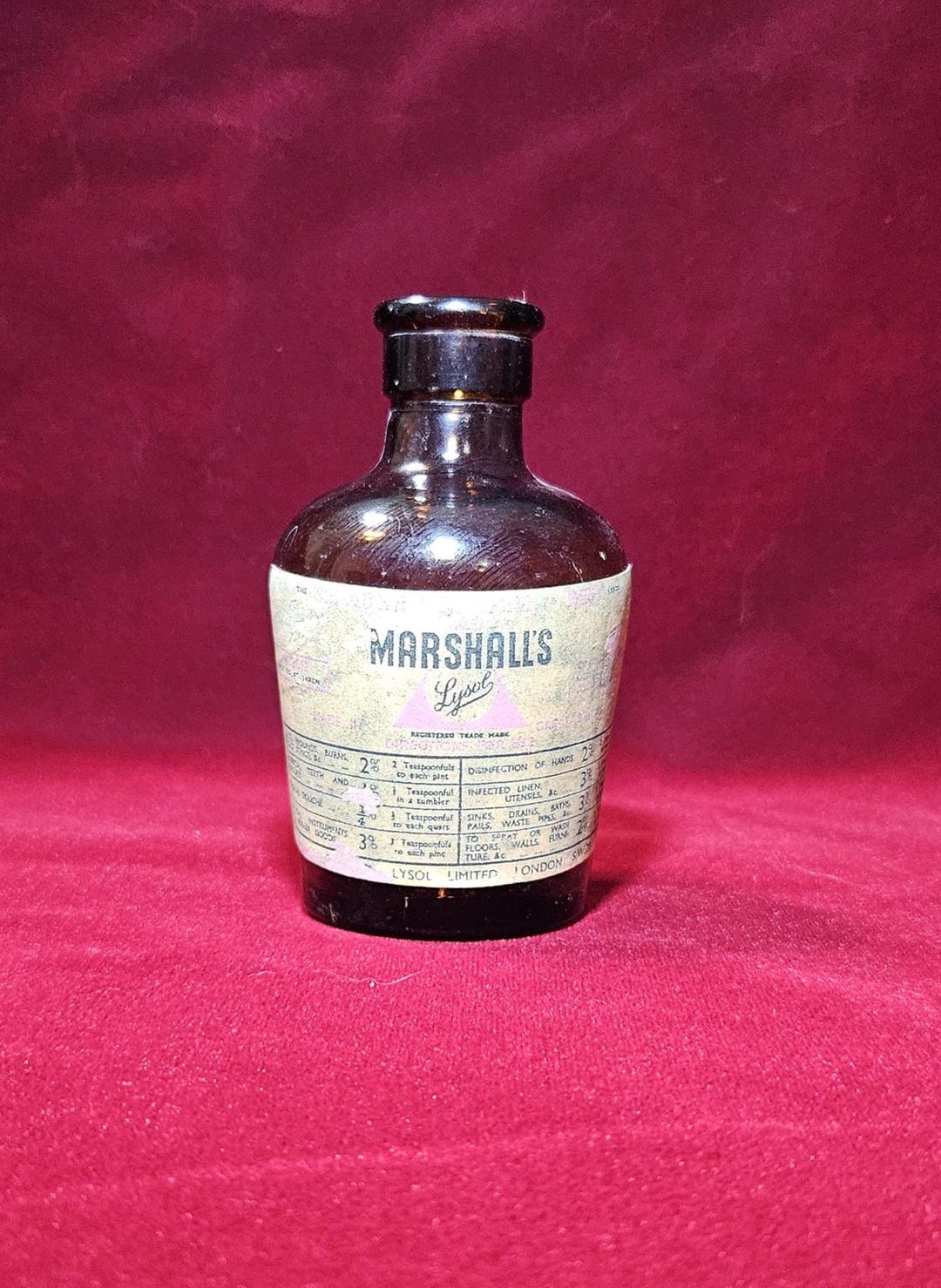 Embossed Lysol Poison Bottle With Label - UK - Marshall's Ltd, London ...