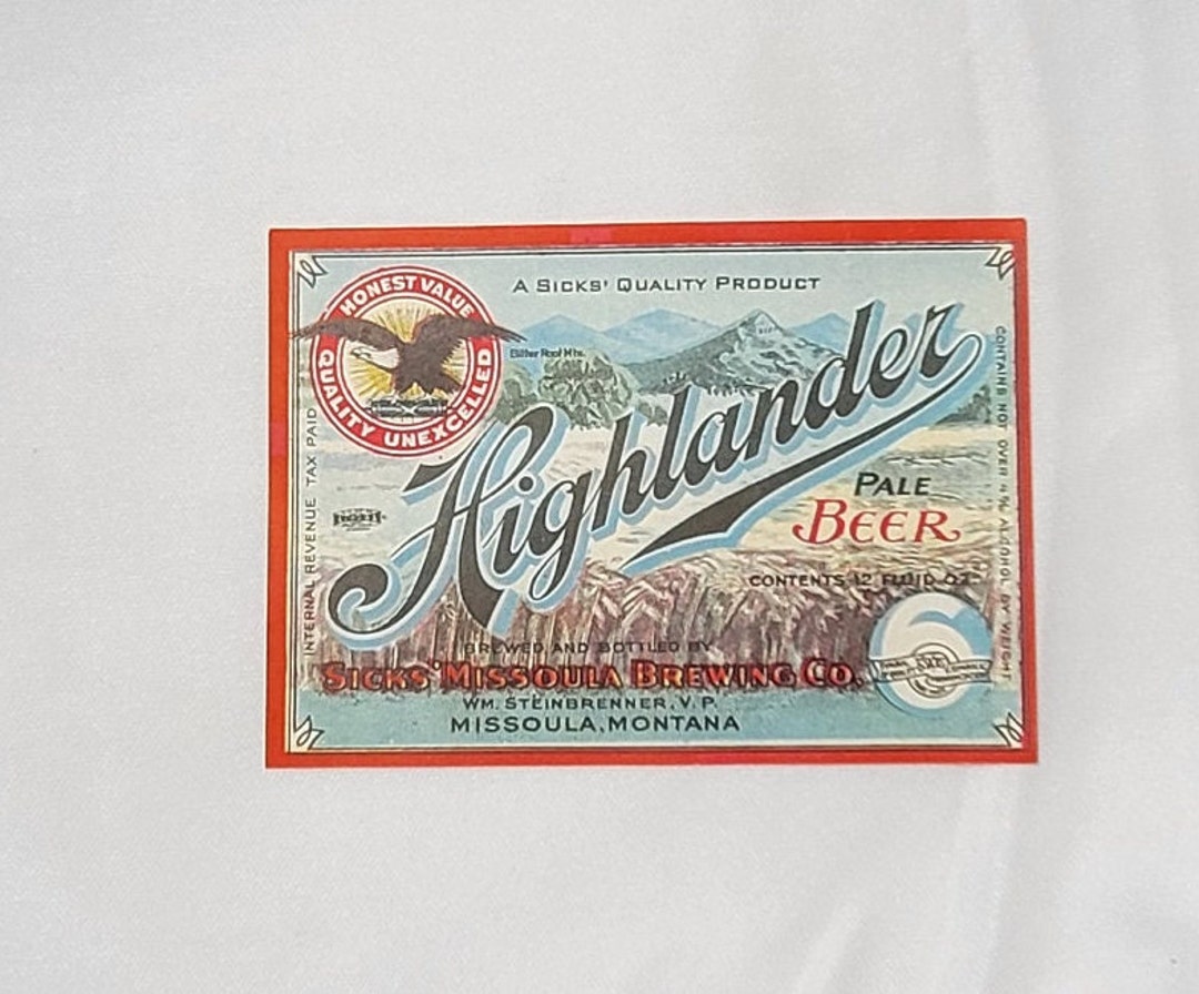 Highlander Beer Label - Missoula, MT- 1944 - Etsy