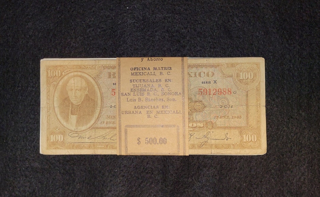 Mexico 100 Peso Notes in Bank Wrapper - Etsy