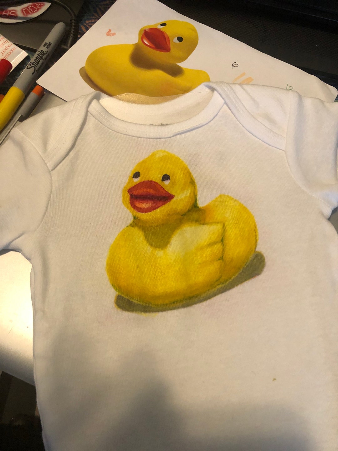Rubber Ducky Hand Illustrated Onesie - Etsy