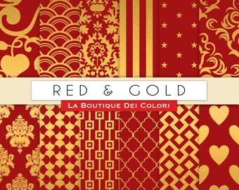 Red and Gold Paper | Etsy