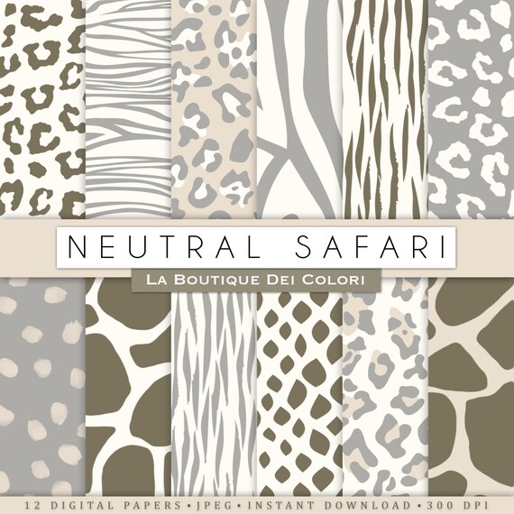 Neutral Animal prints digital paper. Safari Scrapbook. tiger skin ...
