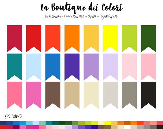 50 Rainbow Pennants flag Tag Clipart, Banners Digital illustrations ...