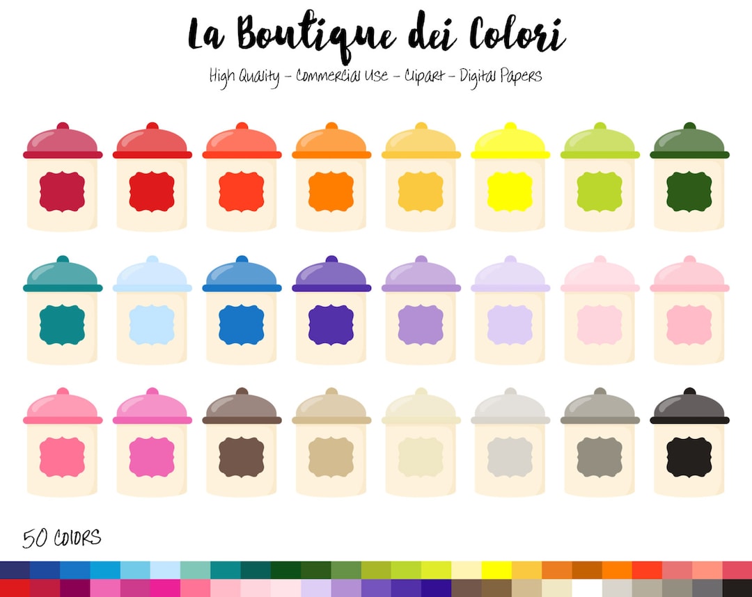 50 Rainbow Kitchen Jar Clip Art, Graphics PNG, Colorful Cookie Jars ...