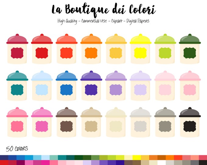 50 Rainbow Kitchen Jar Clip Art, Graphics PNG, Colorful Cookie Jars ...