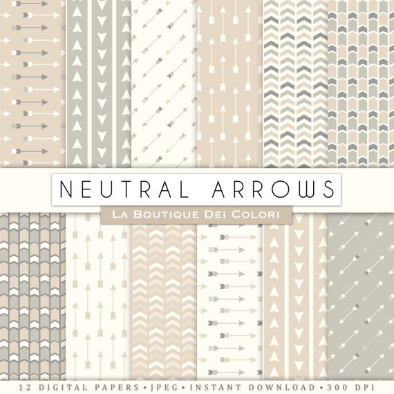Neutral Arrows digital paper Arrows patterns in beige / cream. Digital ...