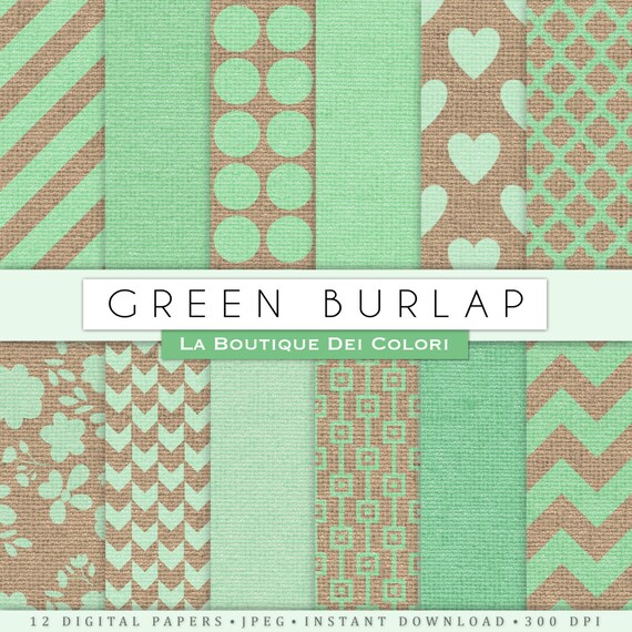 Green Burlap Digital Paper Pack pastel green Download digital linen ...