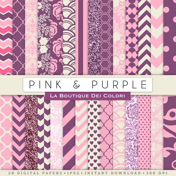 Pink and Purple Digital Paper. Digital paper purple & pink wedding ...
