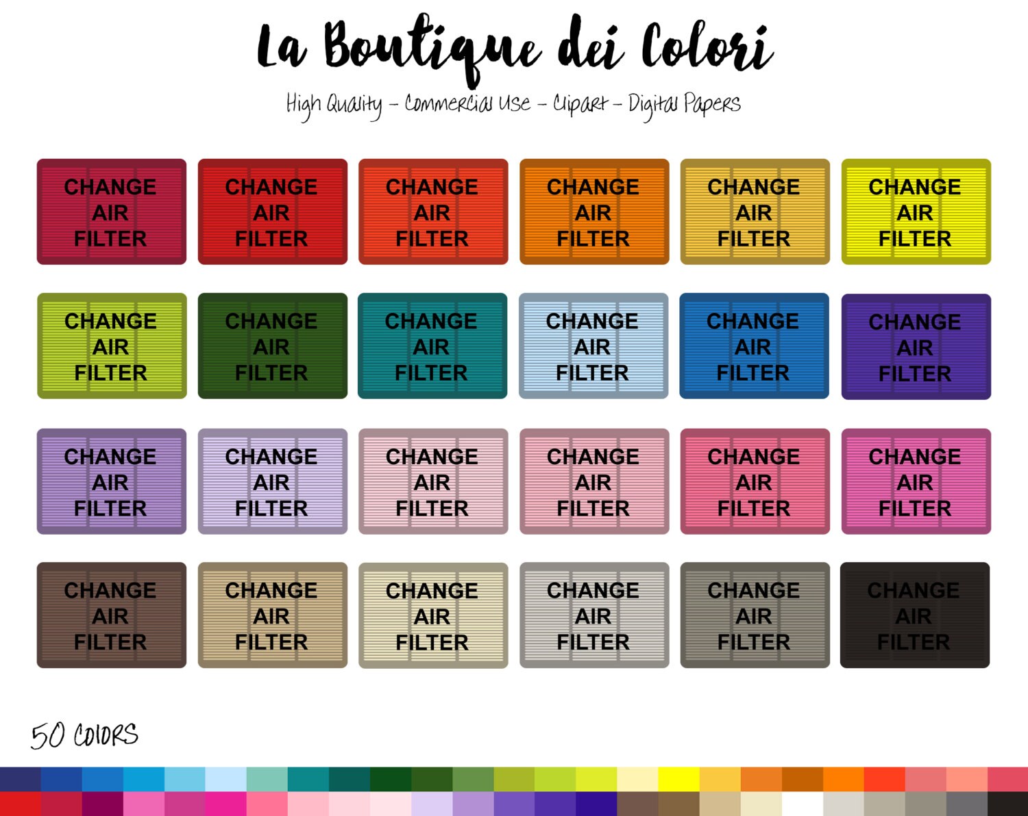 50 Rainbow Air Filter Clip art Digital illustrations PNG | Etsy