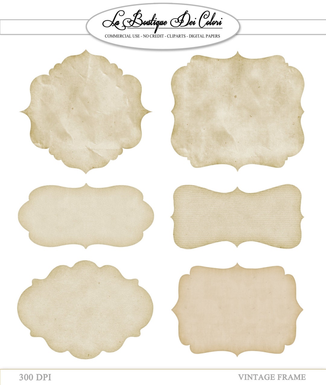 Clip Art Vintage Paper Frames Labels Tags Digital Frames - Etsy Canada