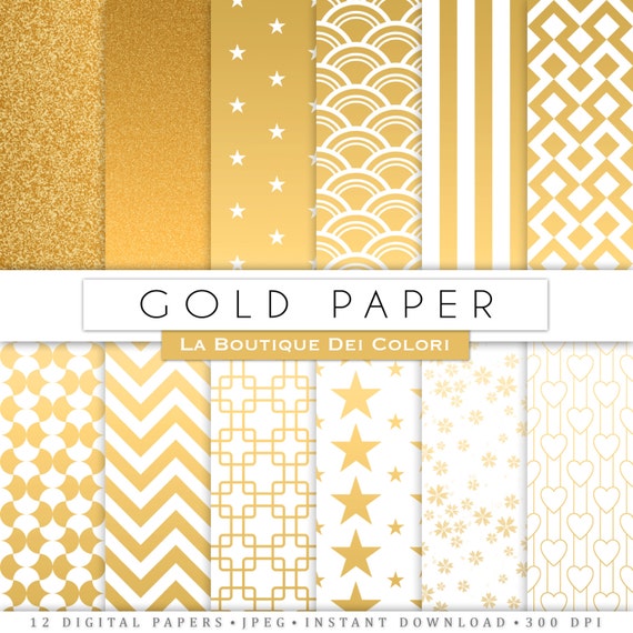 Gold digital paper, gold background, gold glitter, golden stars ...