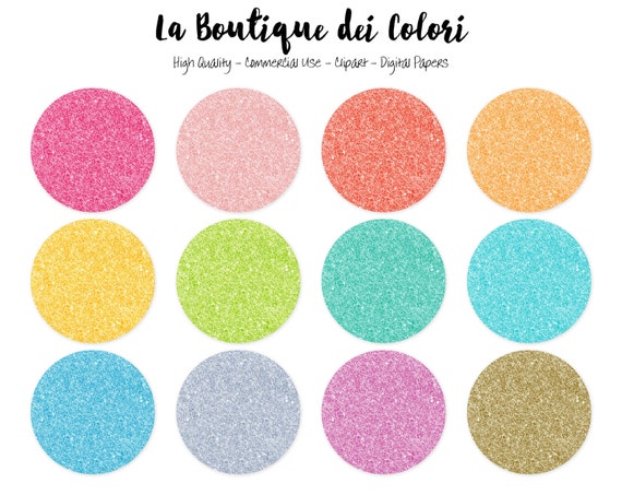 Colorful Glitter Circles Clipart, Cute Circle Clip art. Printable Round ...
