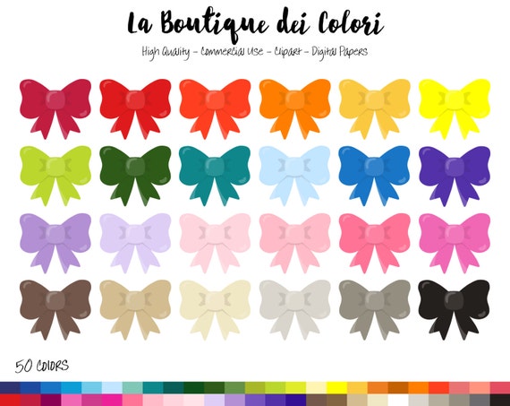 50 Rainbow Pretty Bow Clip art, Digital illustrations PNG, Cute ribbons ...