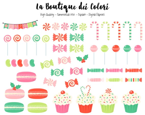 Christmas Candy Clipart, Cute Digital Graphics PNG, xmas sweets ...