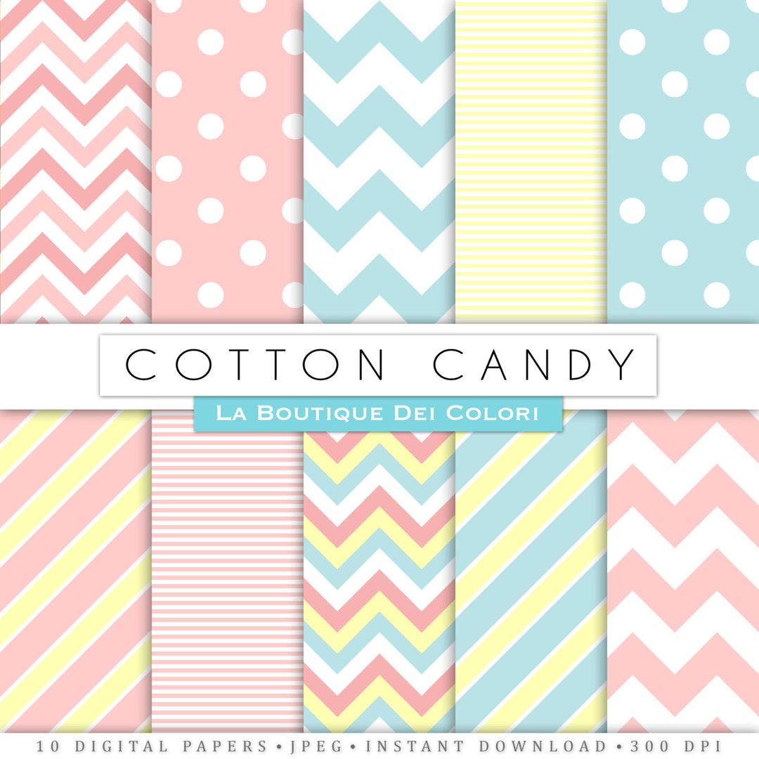 Cute Blue Pink and Yellow Digital Paper in Shades of Blue - Etsy