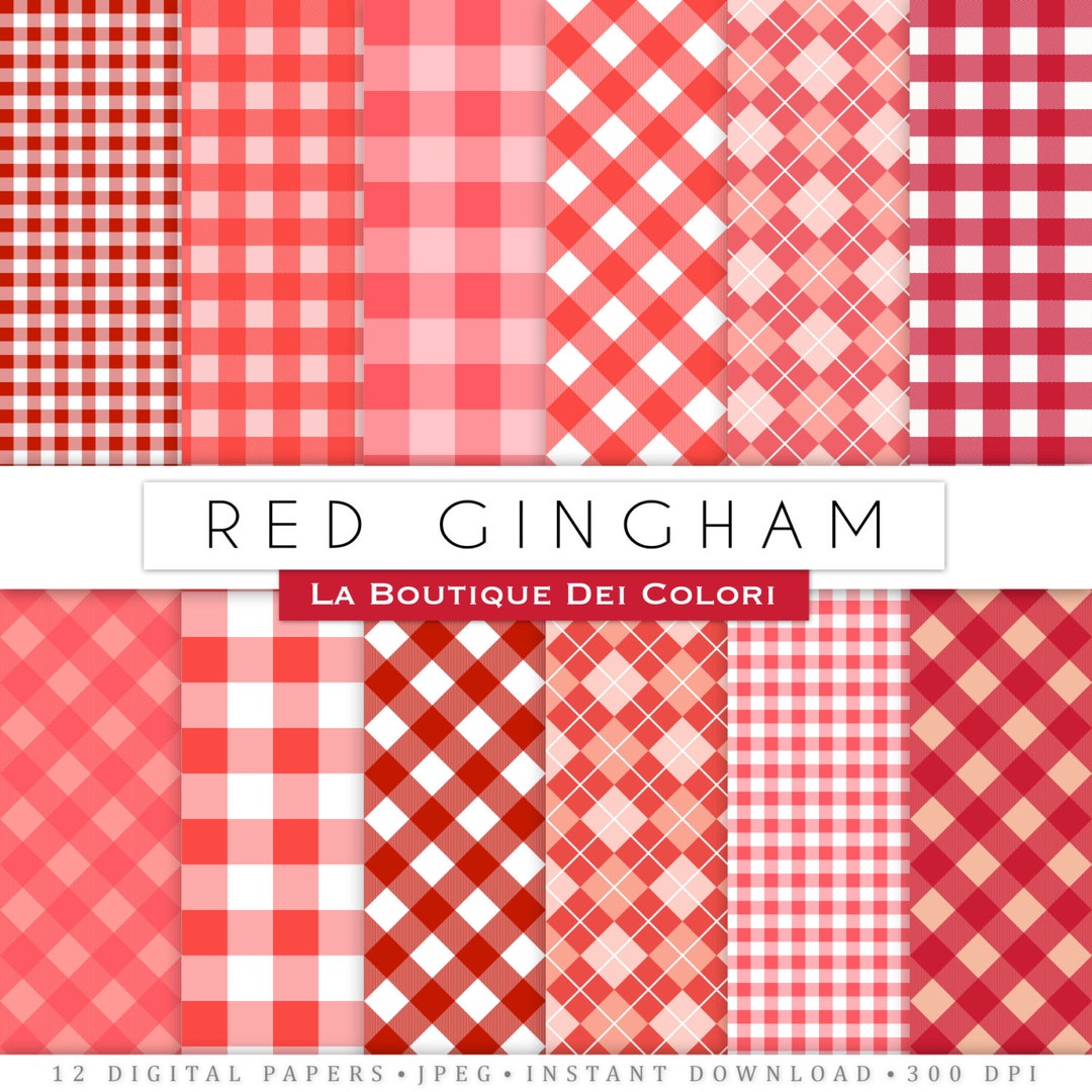 Red Gingham Table Cloth Digital Paper. Instant Download for - Etsy