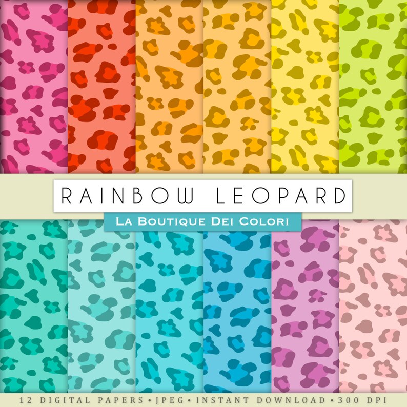 Colorful Leopard Digital Paper Animal Print Patterns Personal - Etsy