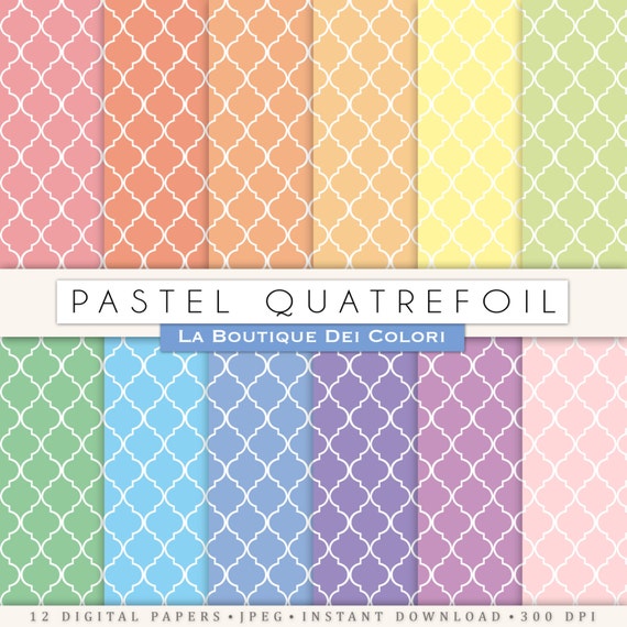 Pastel Quatrefoil Digital Paper Pack Printable Instant Download for ...