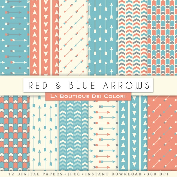 Red and Teal Digital Paper - Etsy