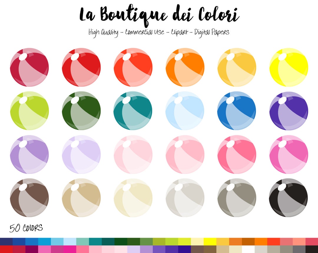 50 Rainbow Beach Ball Clipart Cute Digital Illustrations PNG - Etsy