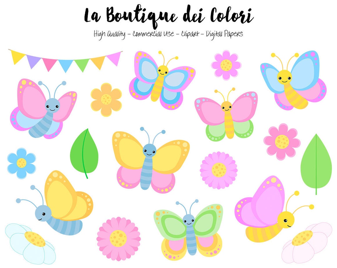 Pastel Butterfly Clipart, Cute Graphics PNG, Spring Bugs, Garden ...