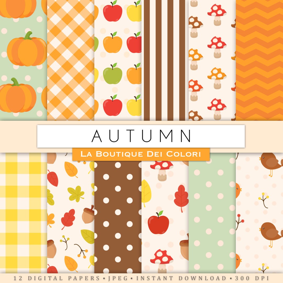 Fall Digital Paper. Cute Digital Paper Pack of Autumn Backgrounds ...