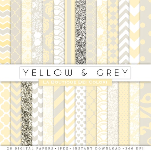 Nursery Digital Paper Digital Paper. Yellow and Gray Baby - Etsy