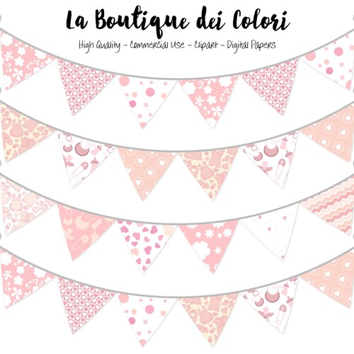 Chalkboard Bright Bunting Banners Clip Art PNG Clipart Set - Etsy