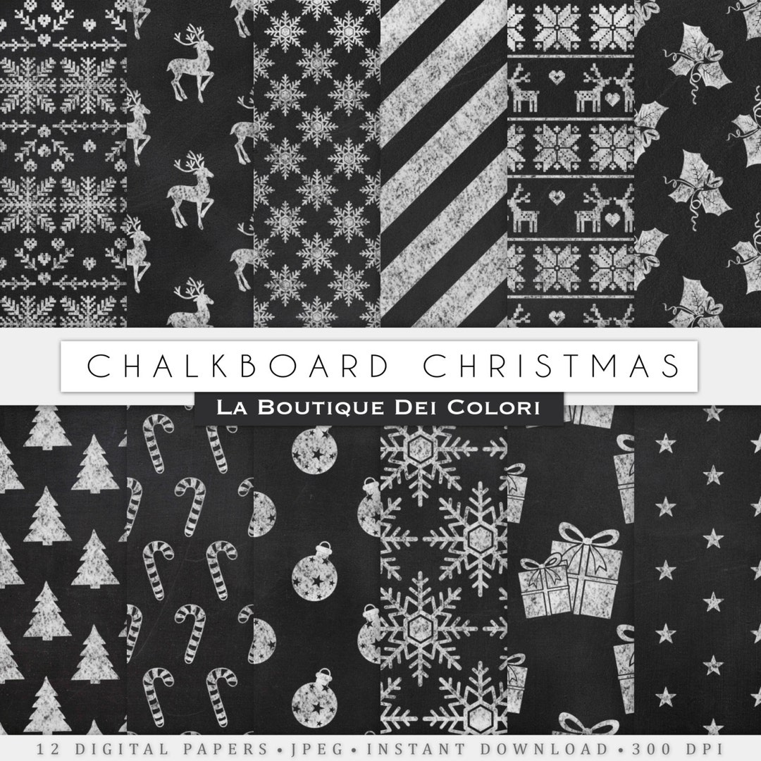 Chalkboard Christmas Digital Paper Chalk Background - Etsy