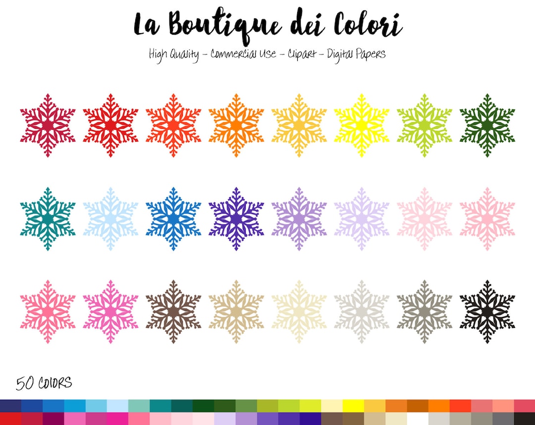 50 Rainbow Snowflake Clip Art Cute Digital Illustrations PNG - Etsy