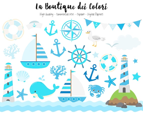 Blue Nautical Anchor Clip Art