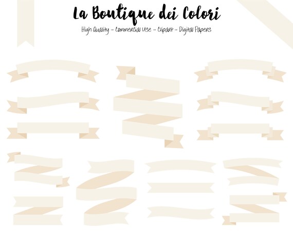 Ivory ribbon banners cliparts Tags Digital Clip Art. Wedding Label ...