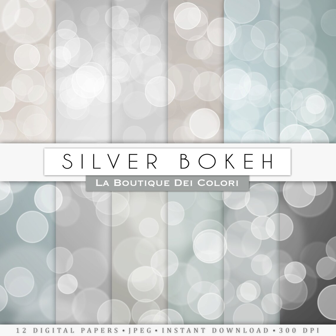 Silver Bokeh Digital Paper. Dots Digital Papers: Bokeh - Etsy