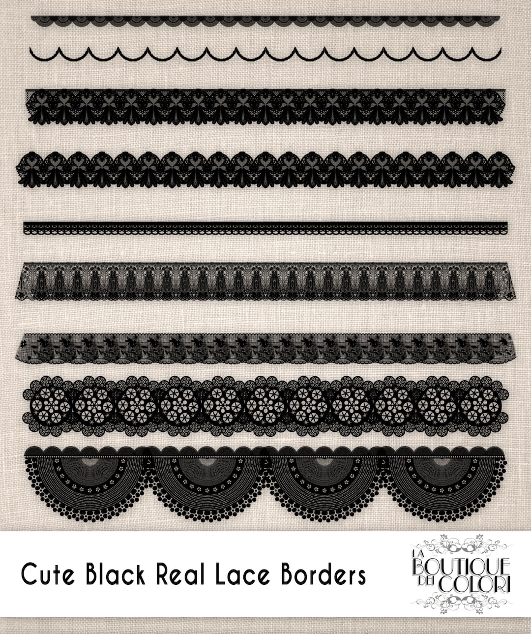 Cute Black Lace Borders Clip Art Pack Printable Instant Download for ...